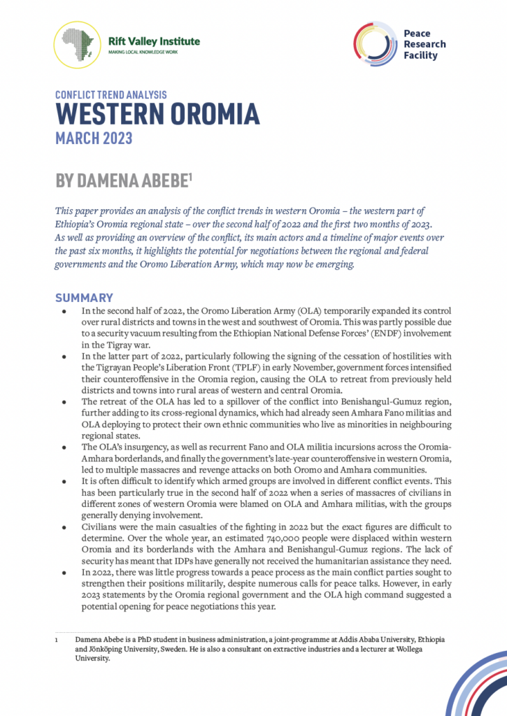 ETHIOPIA CONFLICT TREND ANALYSIS: WESTERN OROMIA – Rift Valley Institute