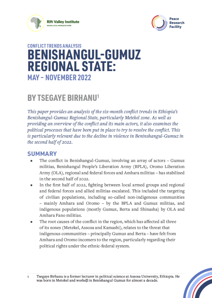 CONFLICT TRENDS ANALYSIS: BENISHANGUL-GUMUZ REGIONAL STATE, ETHIOPIA ...