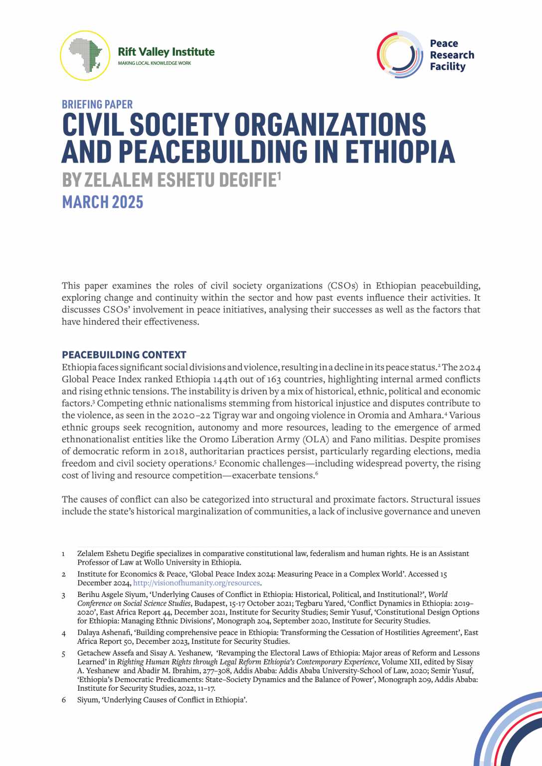 Civil Society Organizations and Peacebuilding in Ethiopia – Rift Valley ...